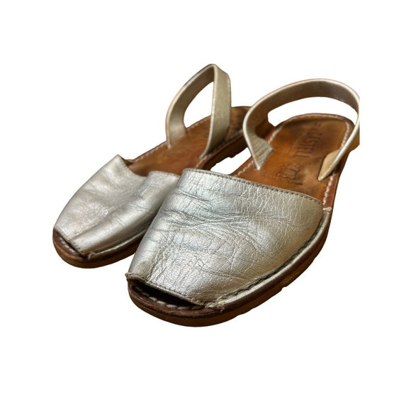 Castell | Shoes | Castell Metallic Silver Sandals Leather Made In Spain ...